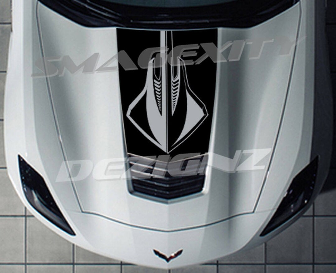 2014 2017 CORVETTE C7 STINGRAY Graphic Hood Decal Vinyl 2015 2016 2018 ...