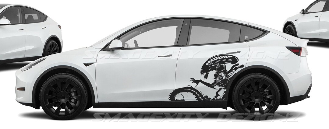 TESLA Model Y Custom XENOMORPH Silhouette Alien Aliens Ripley Graphics ...