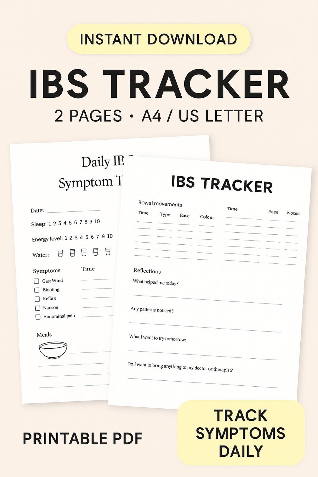 IBS & Crohn’s Tracker Printable: Daily Digestive Health Log (PDF ...