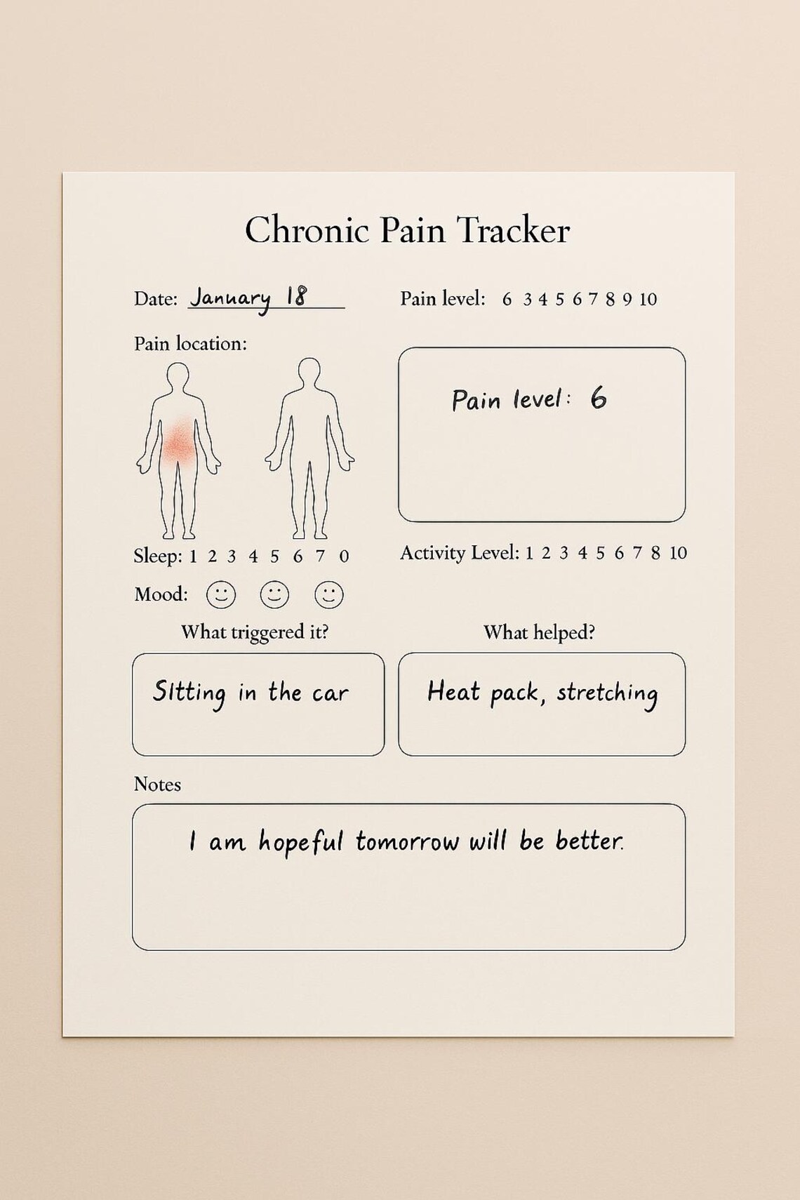 Chronic Pain Tracker: Daily Pain & Symptom Log (PDF Download) - Etsy