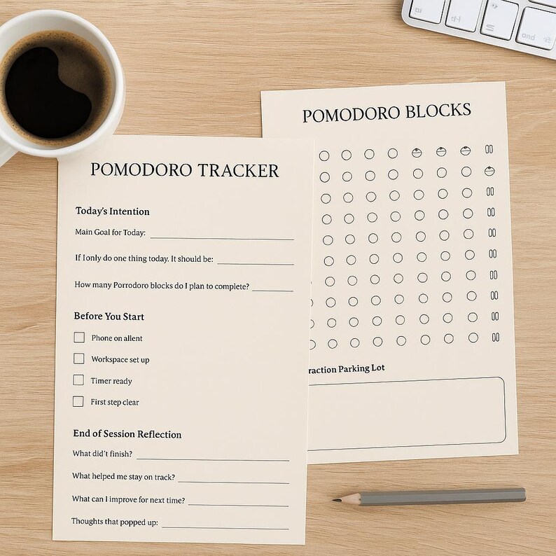 Pomodoro Tracker Printable | Daily Planner for Time Management, Study ...