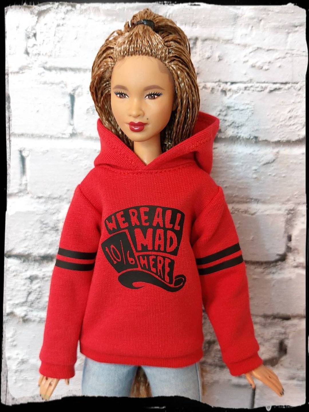 12", 1/6 Scale Male and Female Doll Clothes, Made on Order, Red Hoodie ...