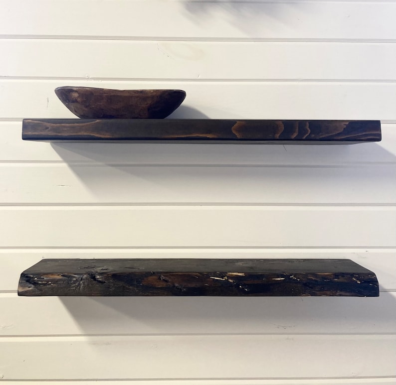 Dark Stained Floating Shelf - Etsy