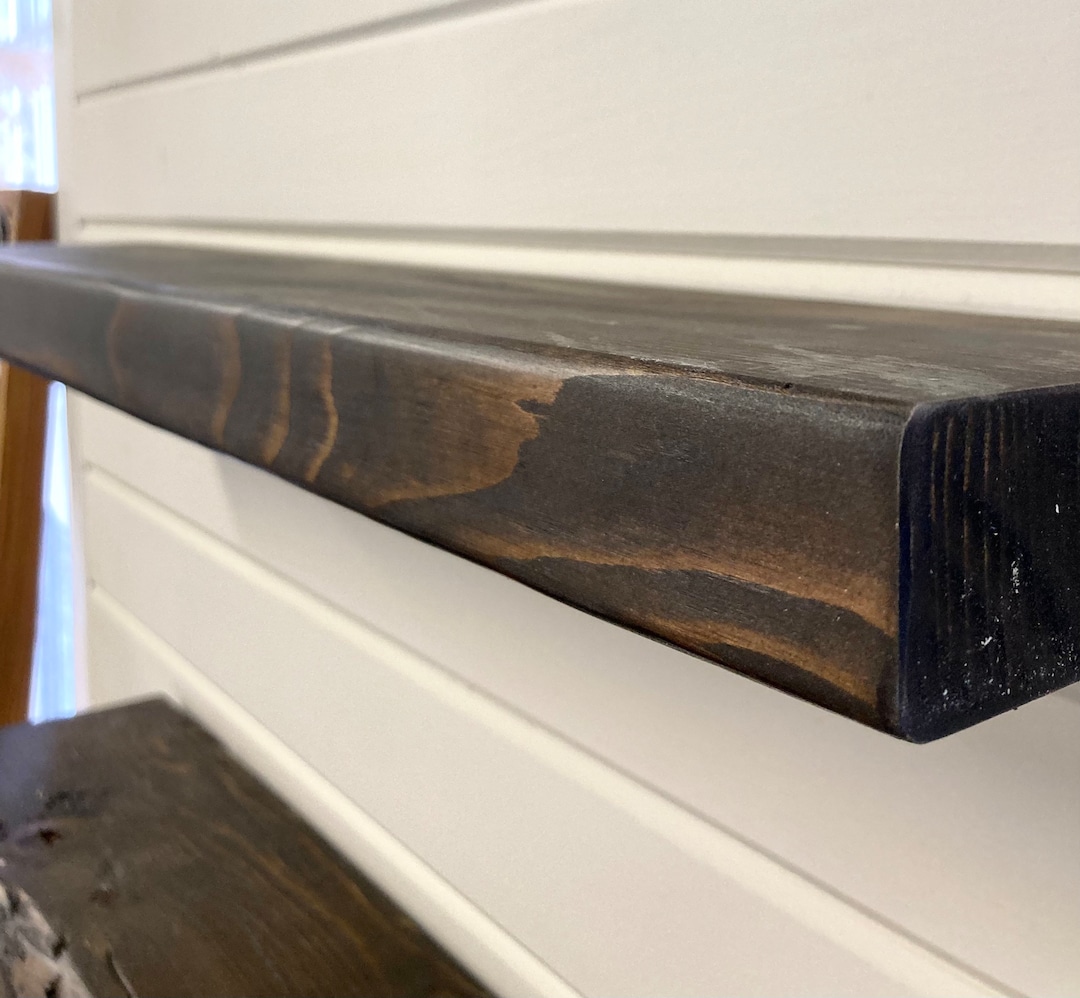 Dark Stained Floating Shelf - Etsy