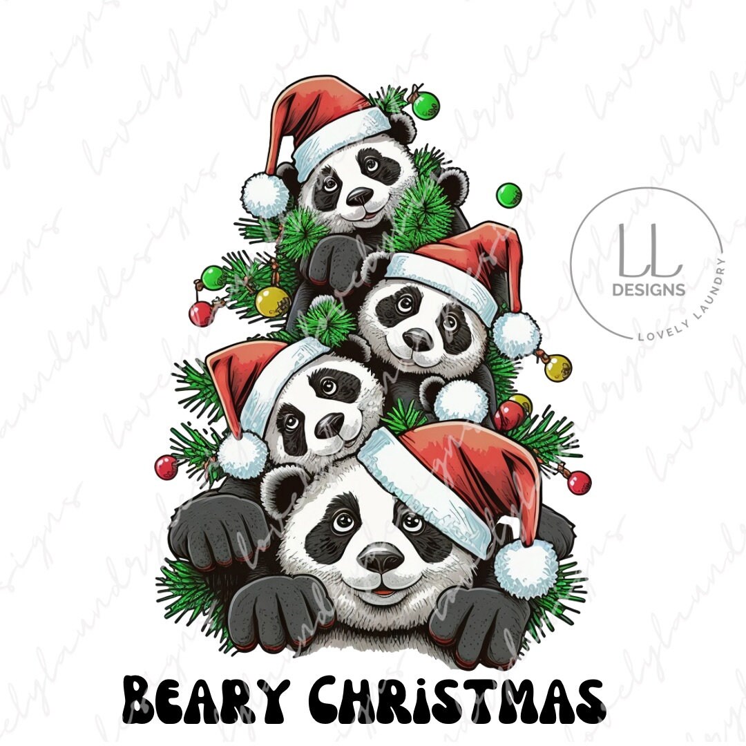 Panda Bear Christmas PNG Beary Christmas Winter Png Trendy - Etsy