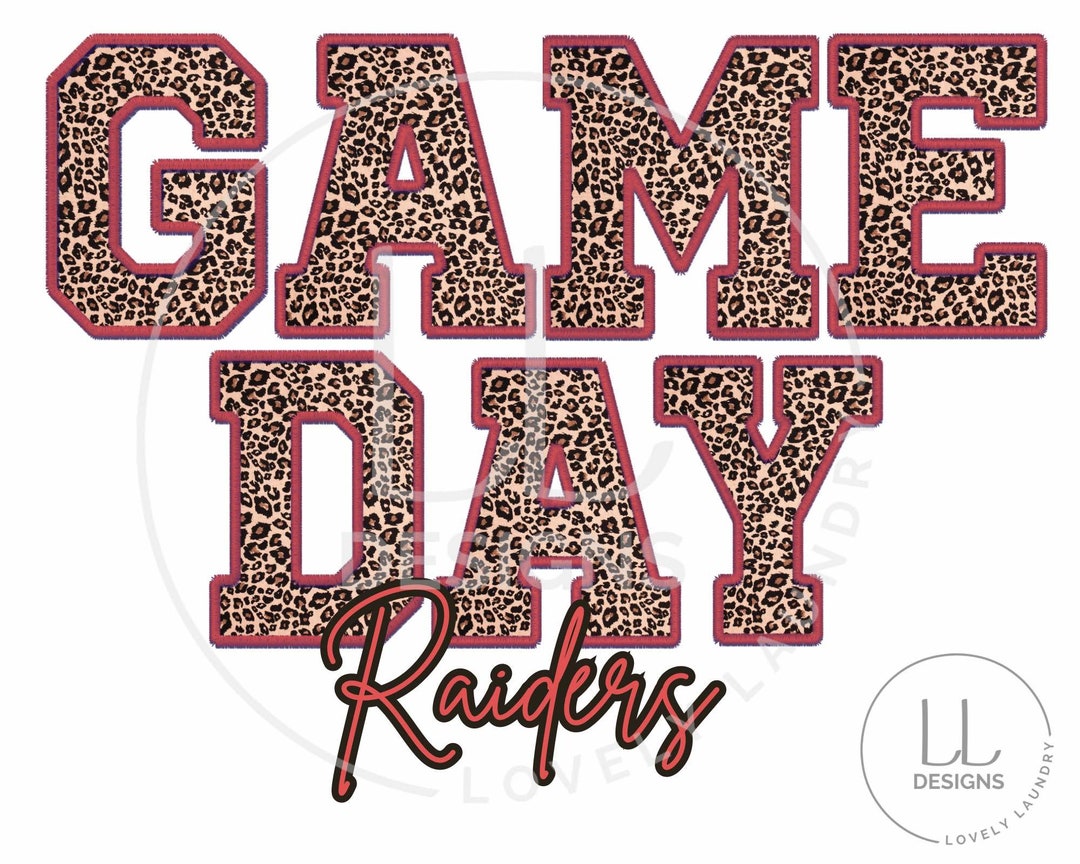 Raiders Red School Mascot Leopard Cheetah Svg Faux Embroidered INSTANT ...