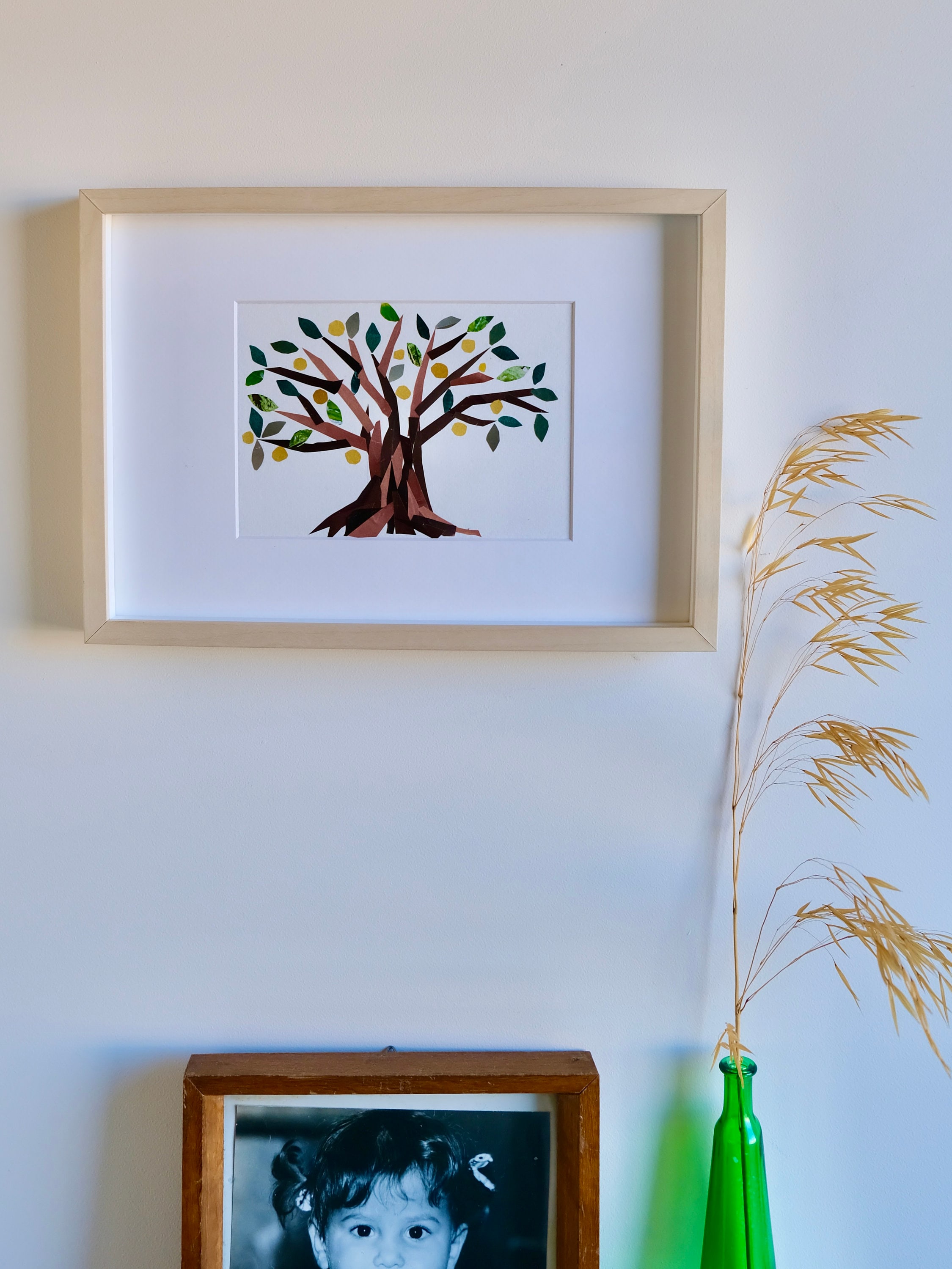 Ilustración de collage de papel de árbol Cortar y pegar ilustraciones ...
