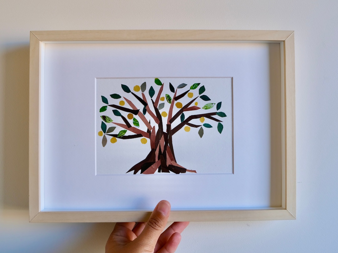 Ilustración de collage de papel de árbol Cortar y pegar ilustraciones ...