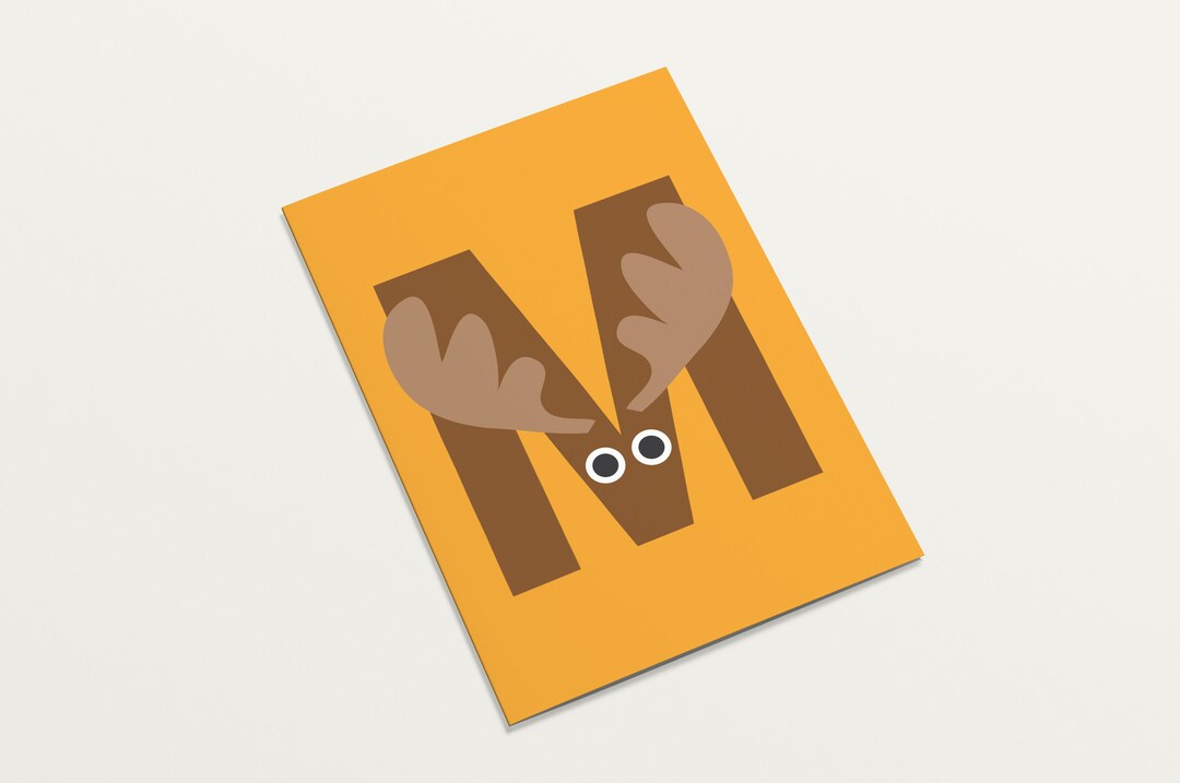 Letter M Card for Boys and Girls Letter M Birthday Card Initial M Card ...