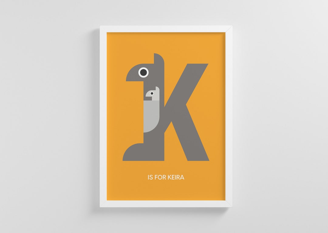 Personalised Name Print | Letter K Alphabet Wall Art | Kangaroo Animal ...