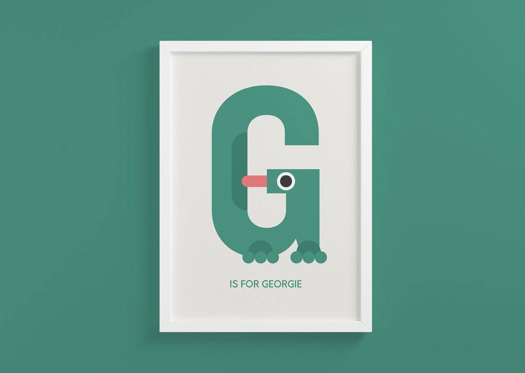 Letter G Gecko Personalised A4 A3 A2 Minimalist Alphabet Name - Etsy