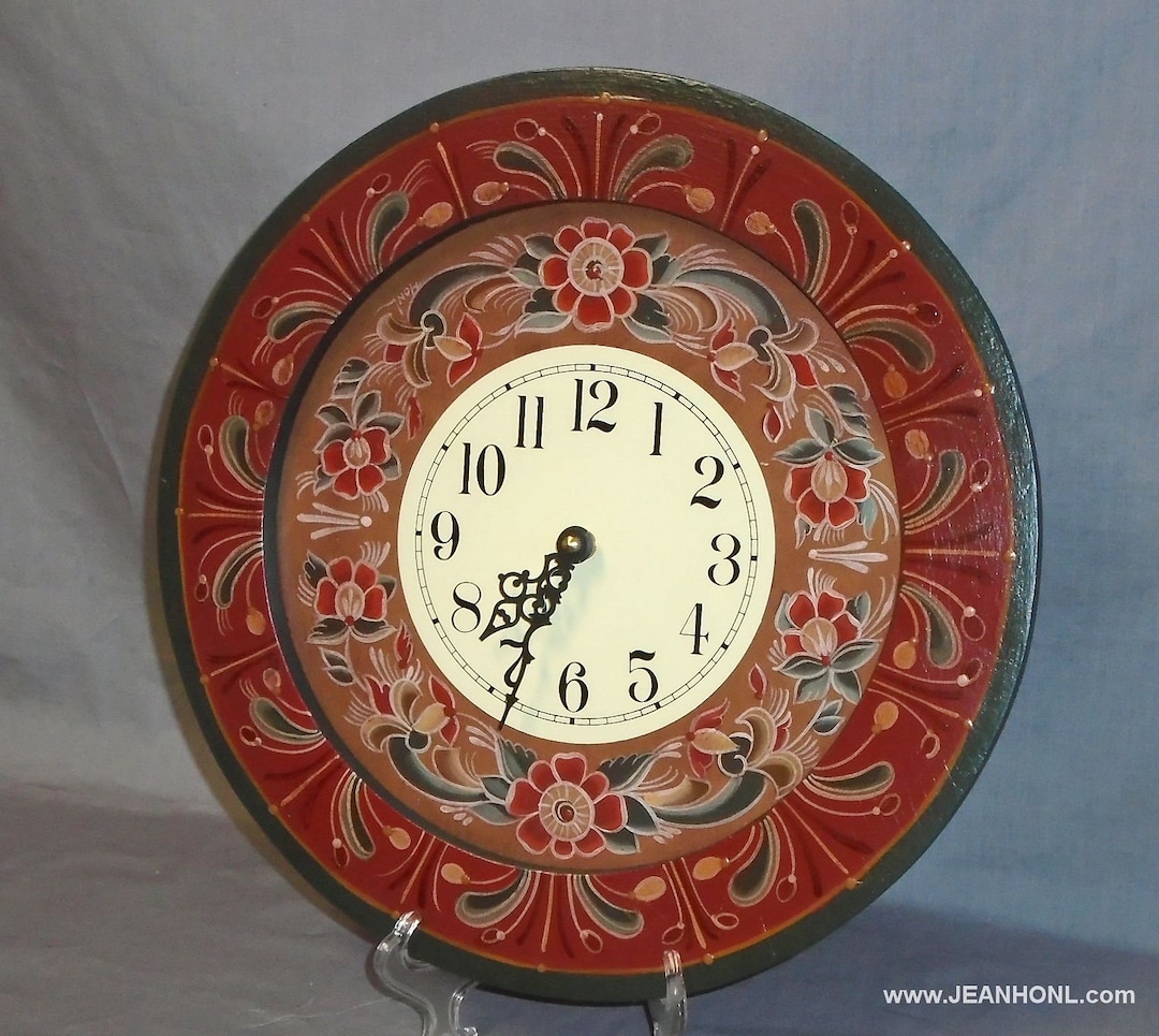 Rosemaling Decorative Wall Clock - Etsy