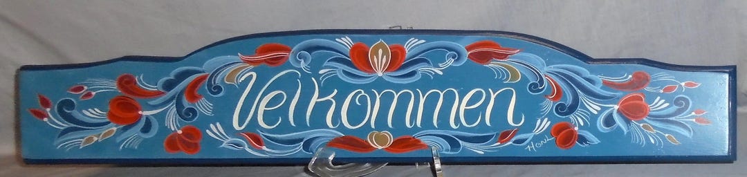 Norwegian Rosemaling Velkommen Welcome Sign - Etsy