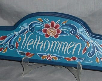 Norwegian Rosemaling Velkommen Welcome Sign - Etsy