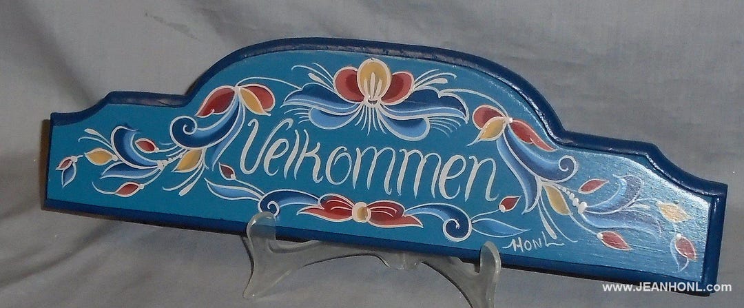 Norwegian Rosemaling Velkommen Welcome Sign - Etsy