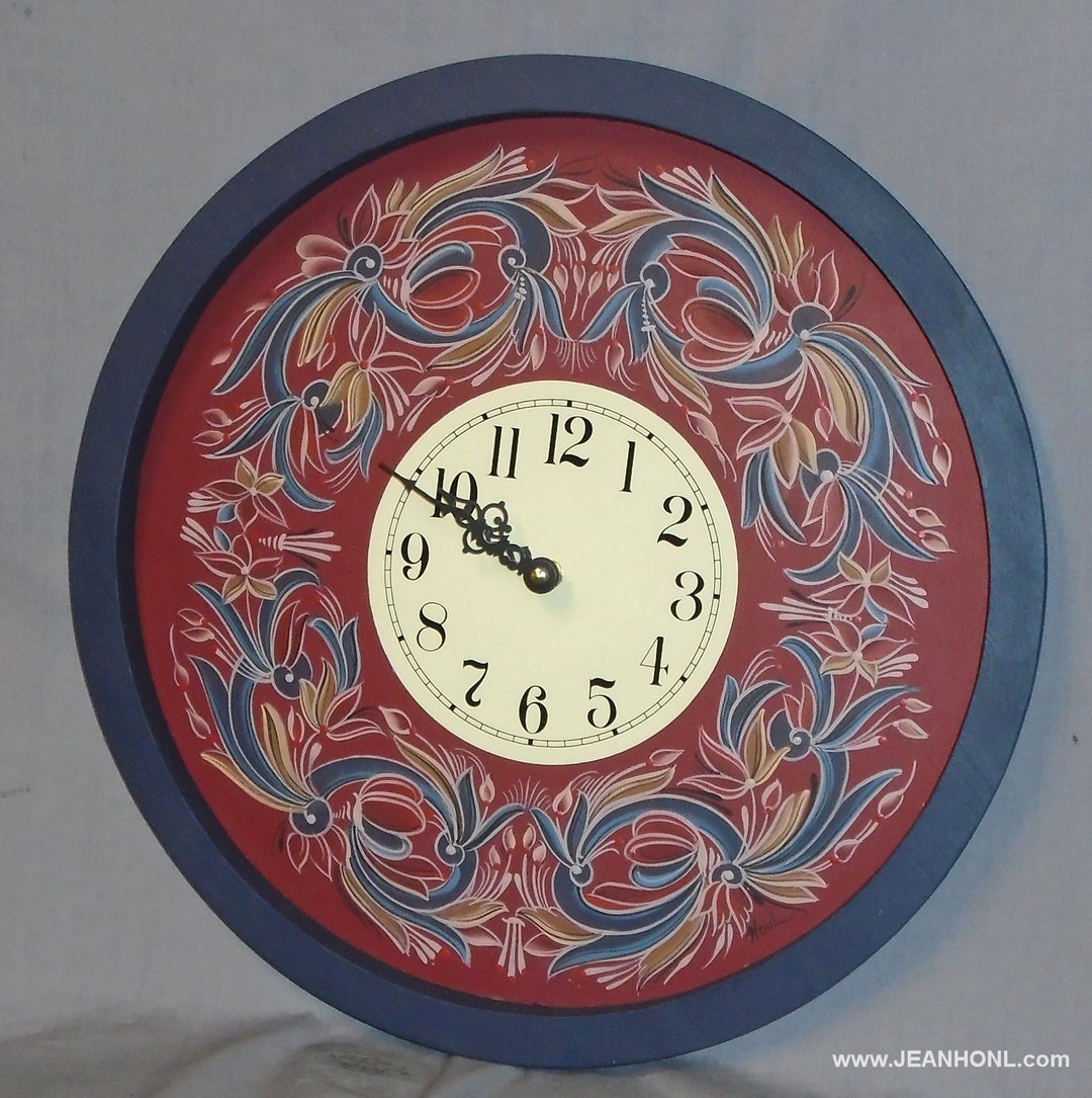 Norwegian Rosemaling Decorative Wall Clock - Etsy