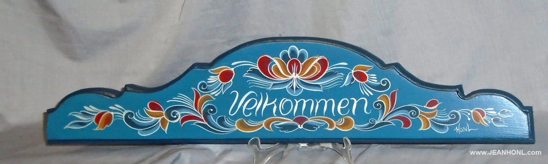 Norwegian Rosemaling Velkommen Welcome Sign - Etsy