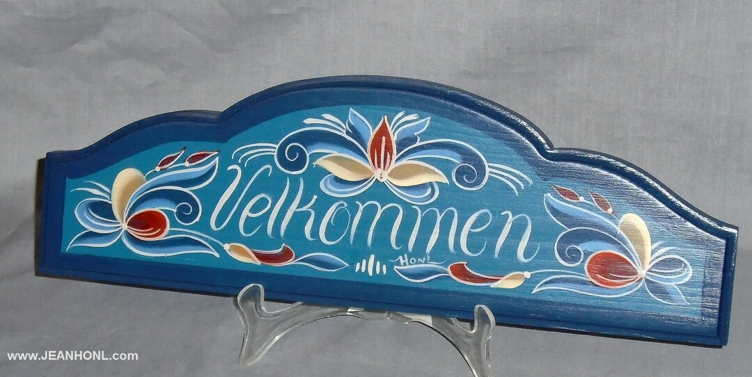 Norwegian Rosemaling Velkommen Welcome Sign - Etsy