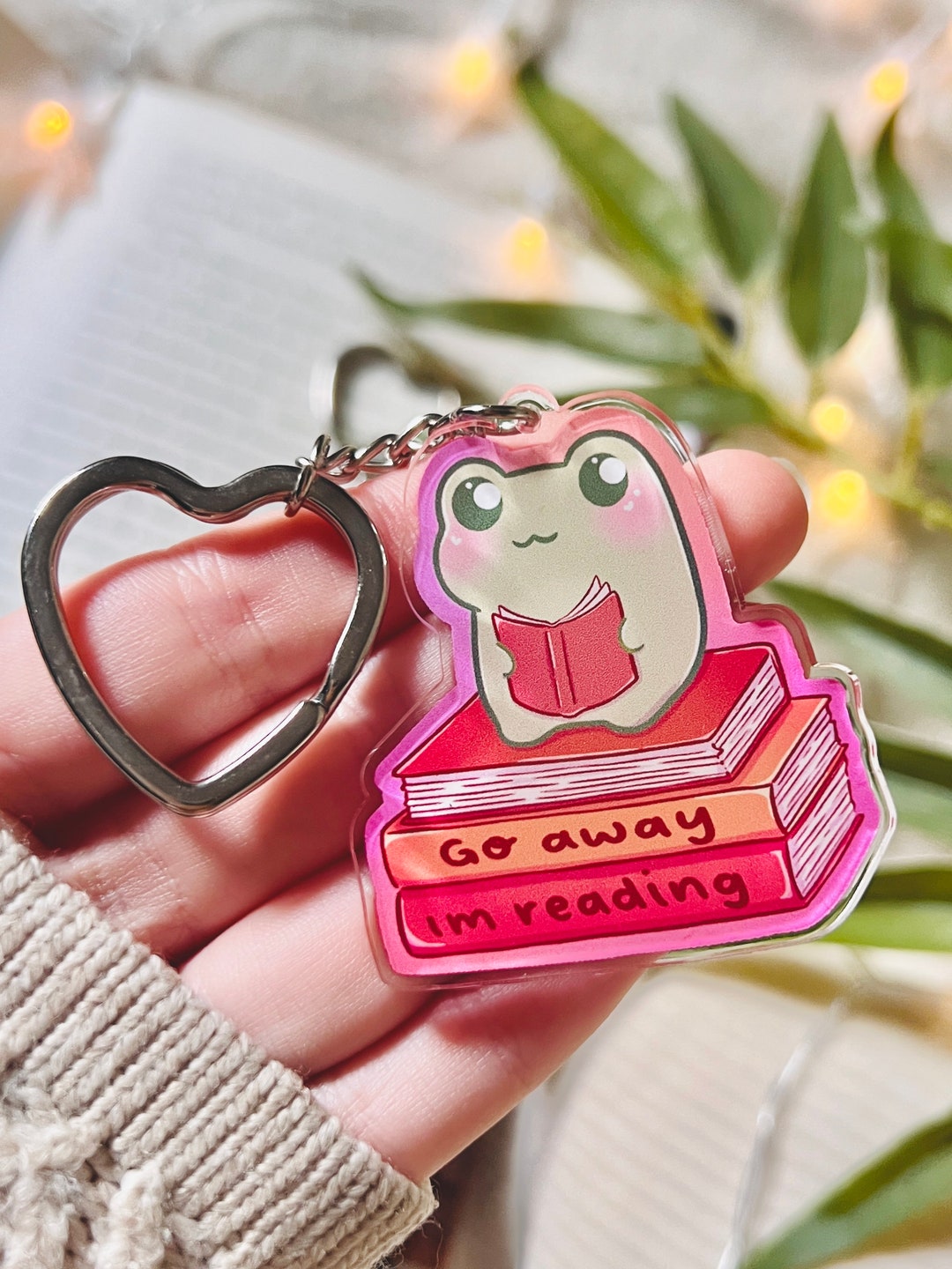 Go Away I'm Reading Frog Acrylic Keyring Aesthetic Tarot Card ...