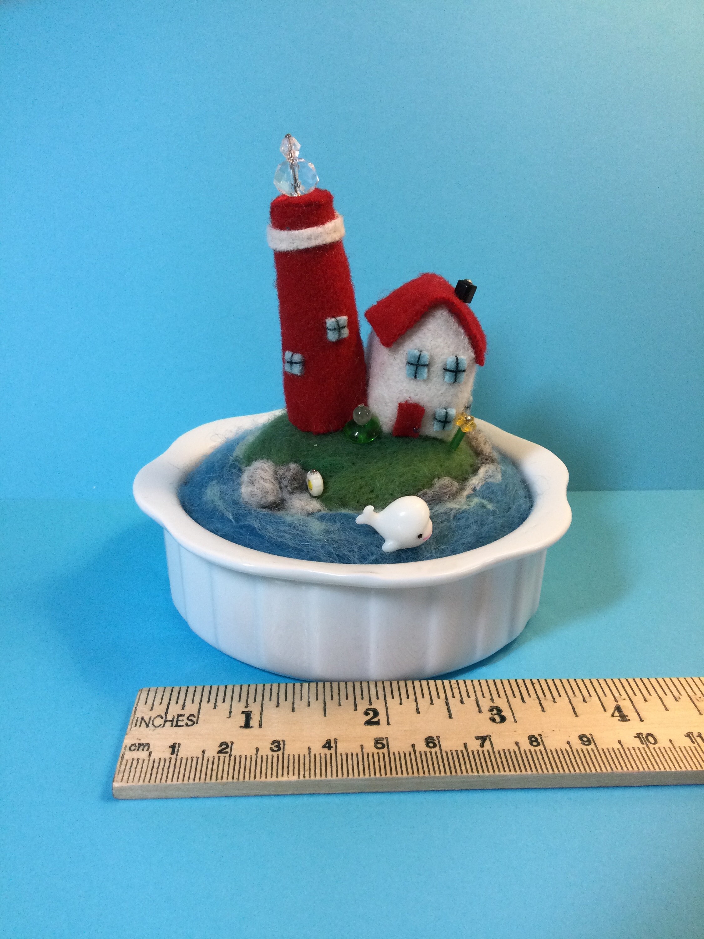 Felt Landscape With Tiny Lighthouse and Seascape Pincushion Scene Felt ...
