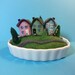 Felted Landscape With Tiny Houses and Sheep Pincushion Scene Felt Art ...