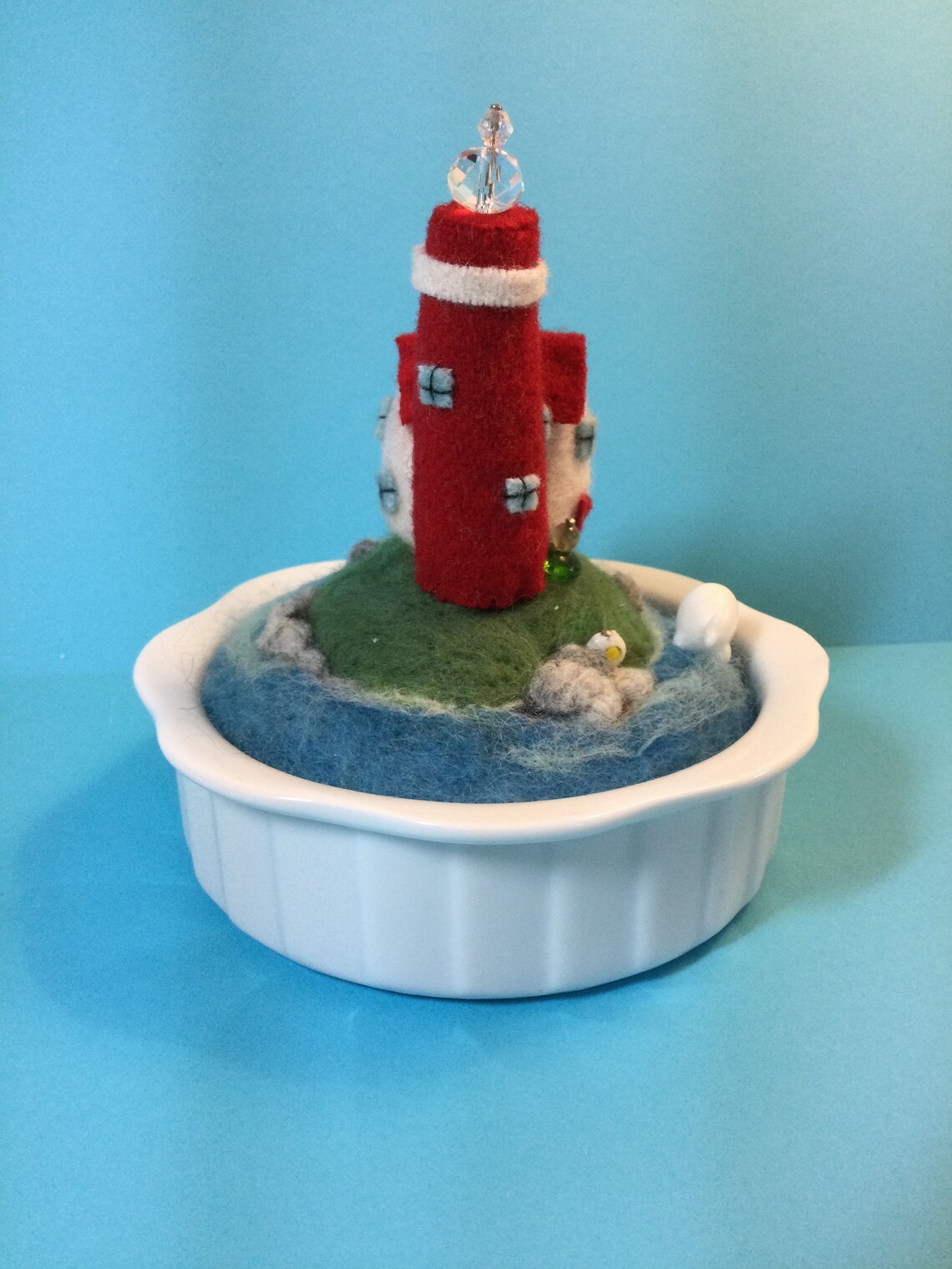 Felt Landscape With Tiny Lighthouse and Seascape Pincushion Scene Felt ...