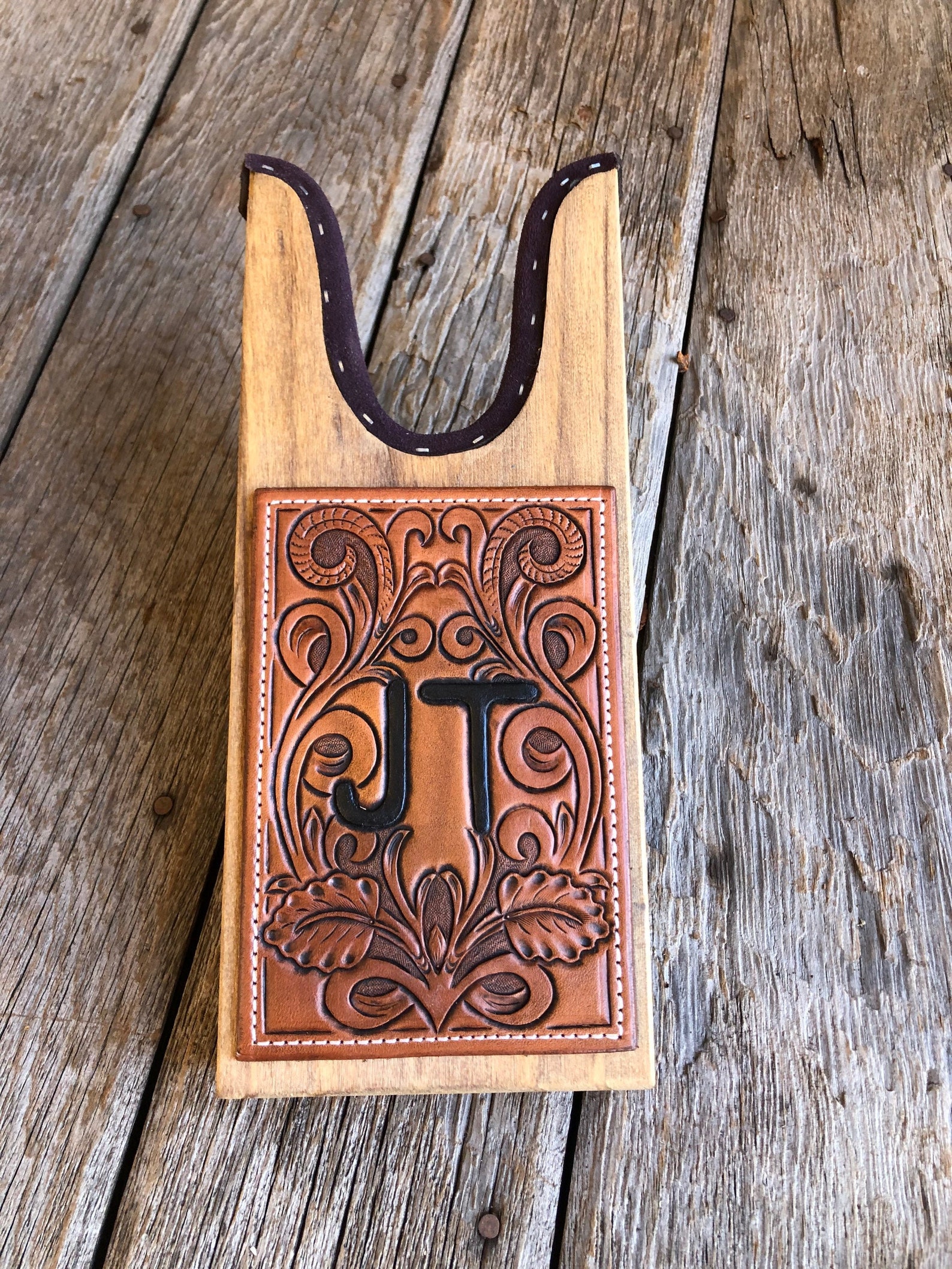 Custom Tooled Leather Boot Jack - Personalized Boot Jack -fathers Day ...