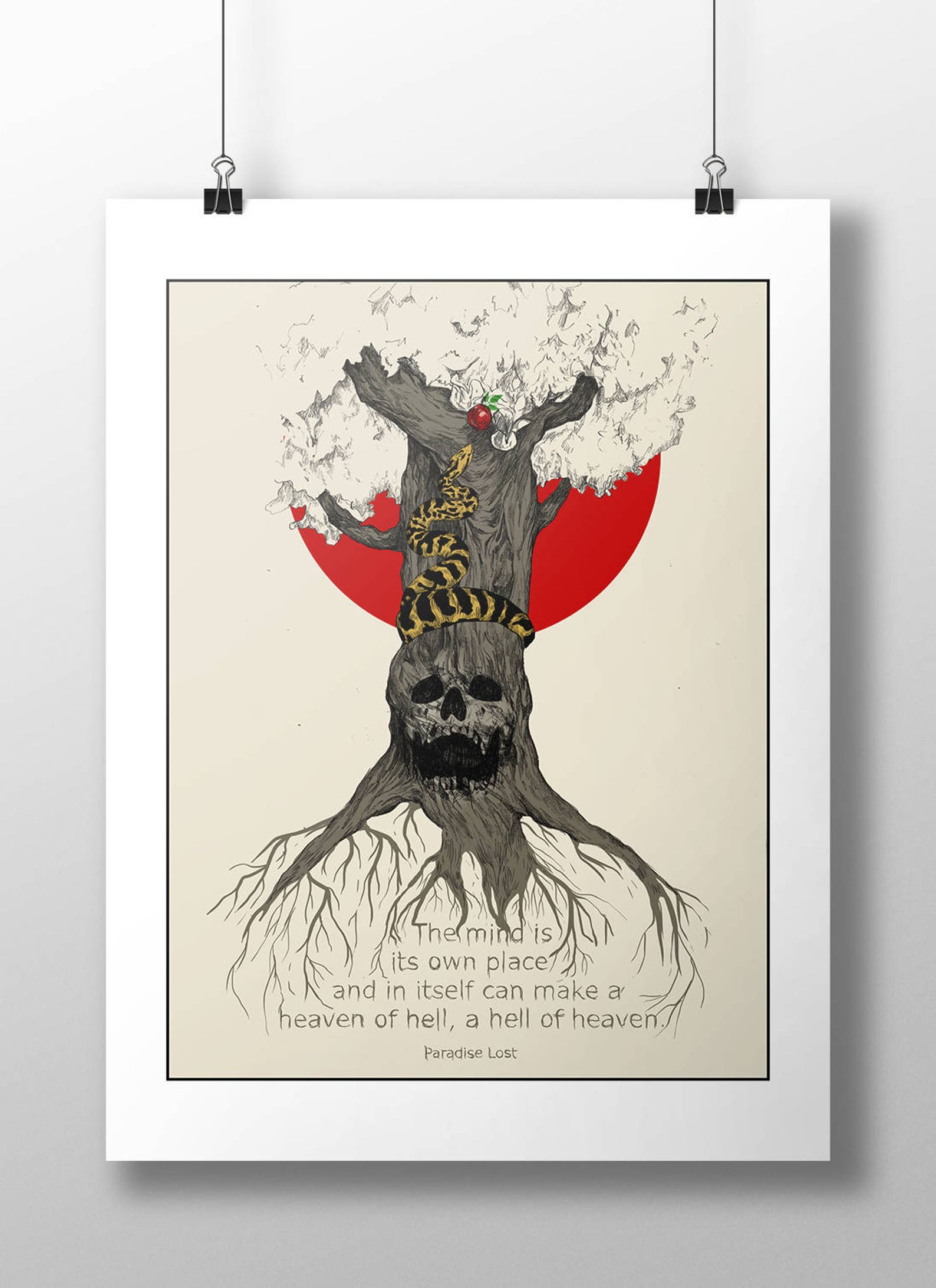 Paradise Lost Art, Printable Wall Art, John Milton Quote Poster ...