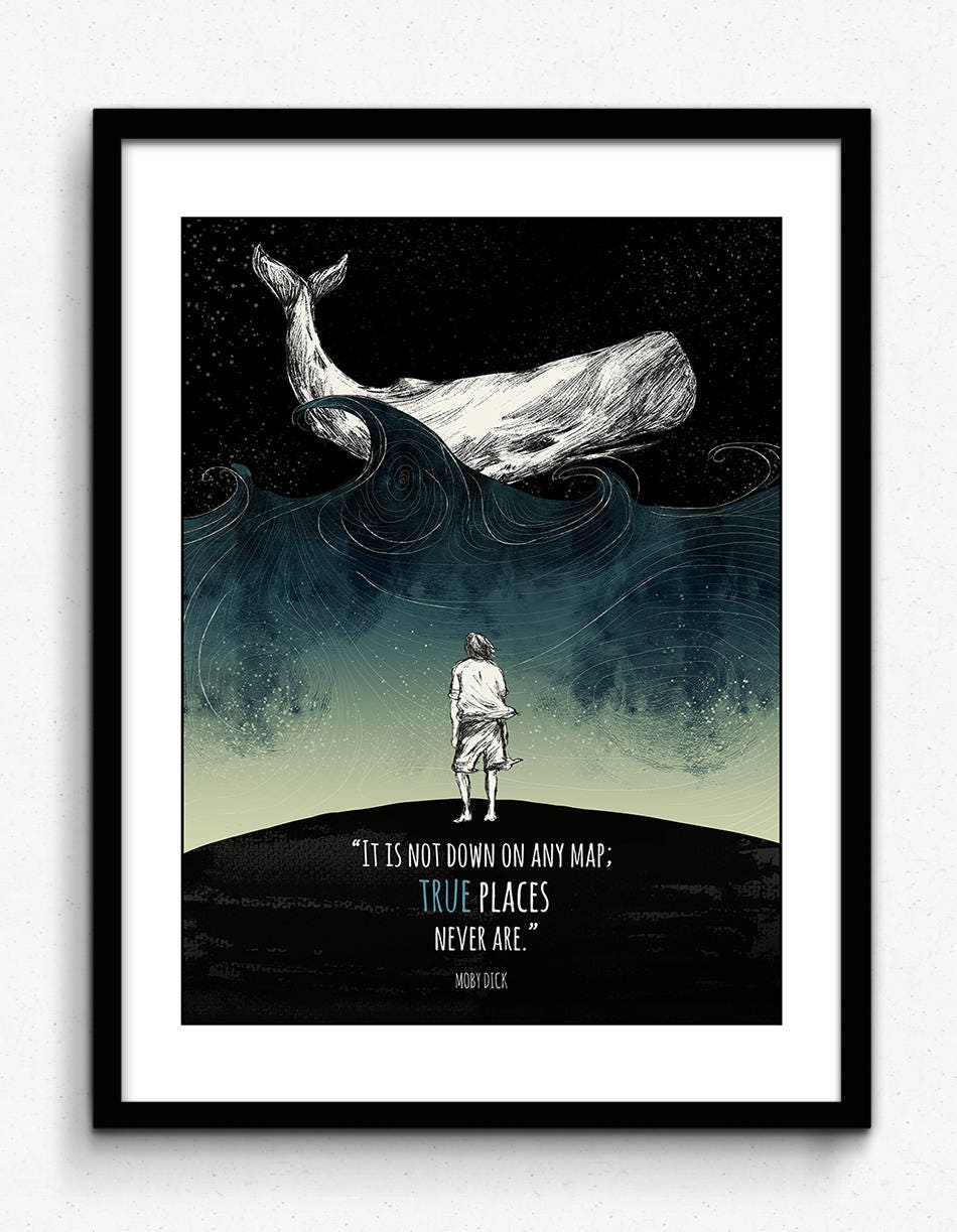 Herman Melville Moby Dick Print - Quote Poster - Gifts for Book Lovers ...