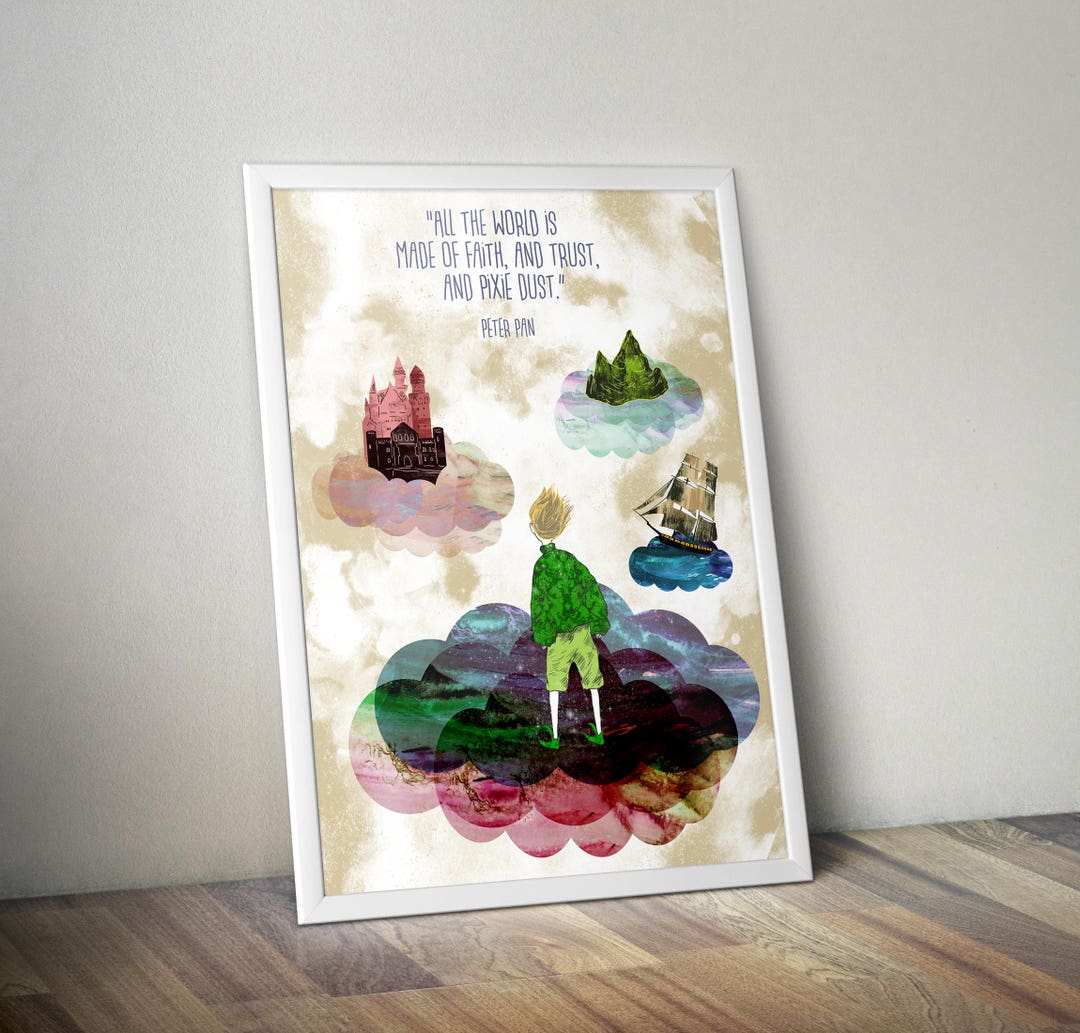 Peter Pan Art, Printable Wall Art, JM Barrie Quote Poster, Digital ...