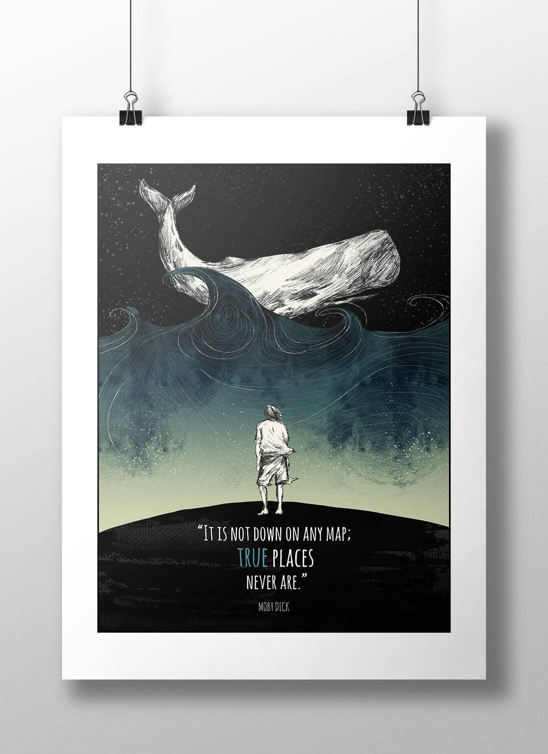 Herman Melville Moby Dick Print - Quote Poster - Gifts for Book Lovers ...