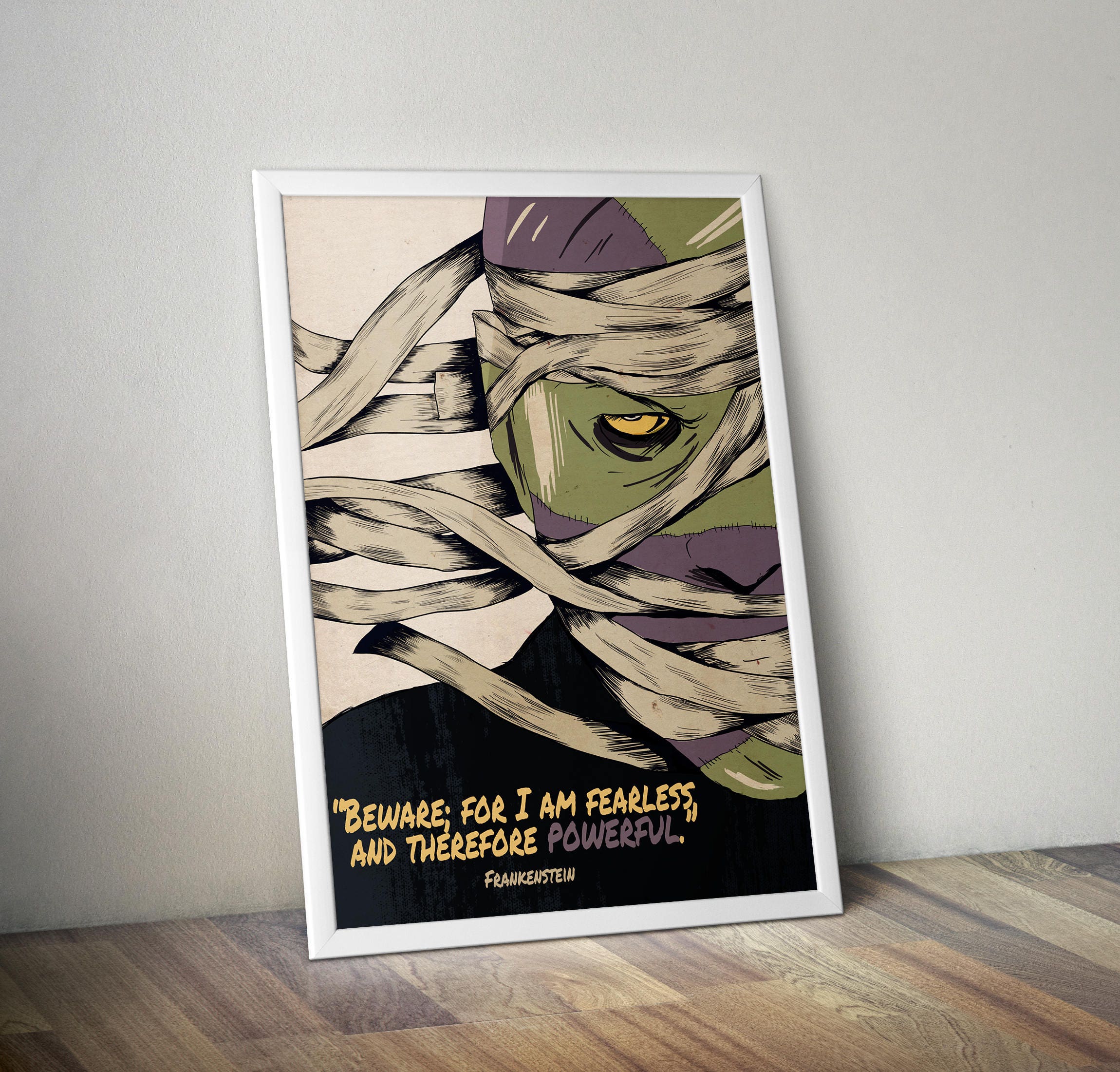 Frankenstein Art, Printable Wall Art, Mary Shelley Quote Poster ...