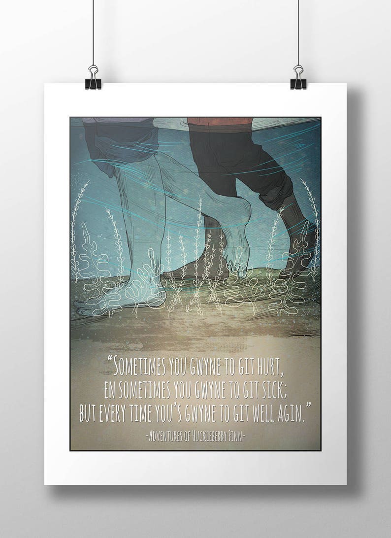 Huckleberry Finn Art Printable Wall Art Mark Twain Quote | Etsy