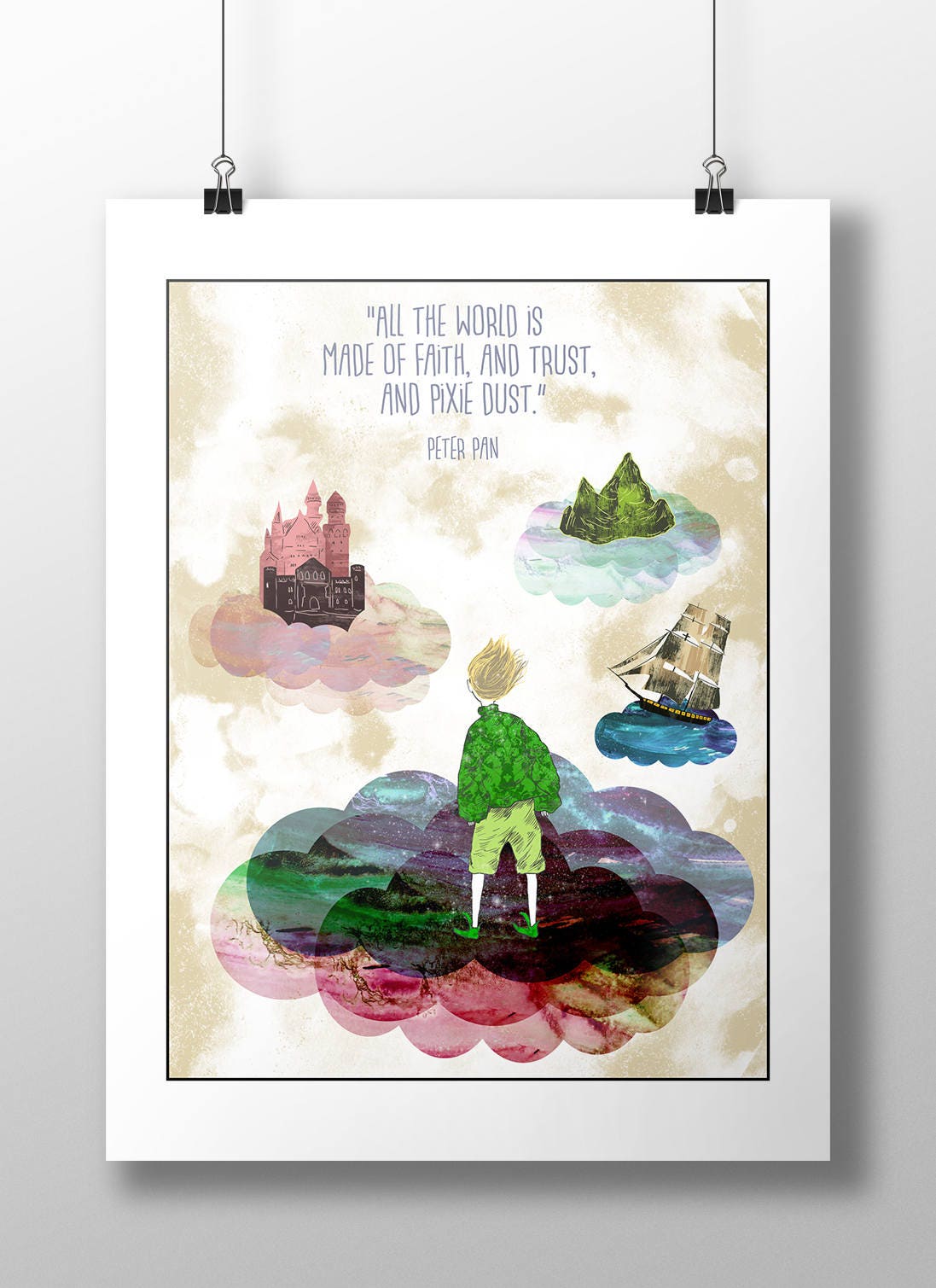 Peter Pan Art, Printable Wall Art, JM Barrie Quote Poster, Digital ...