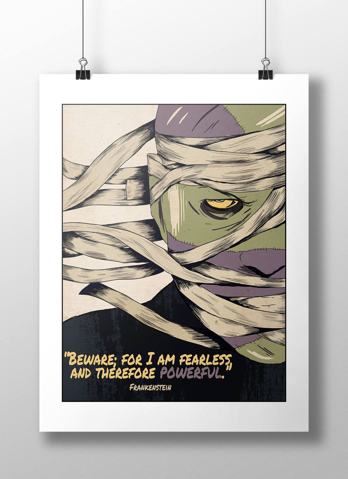 Frankenstein Art, Printable Wall Art, Mary Shelley Quote Poster ...