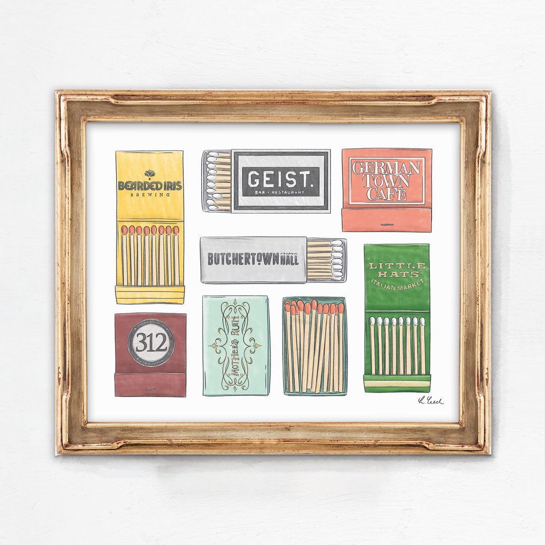 Custom Matchbook *UNFRAMED* 8x10" Art Print | Hometown | Traveler Gift ...
