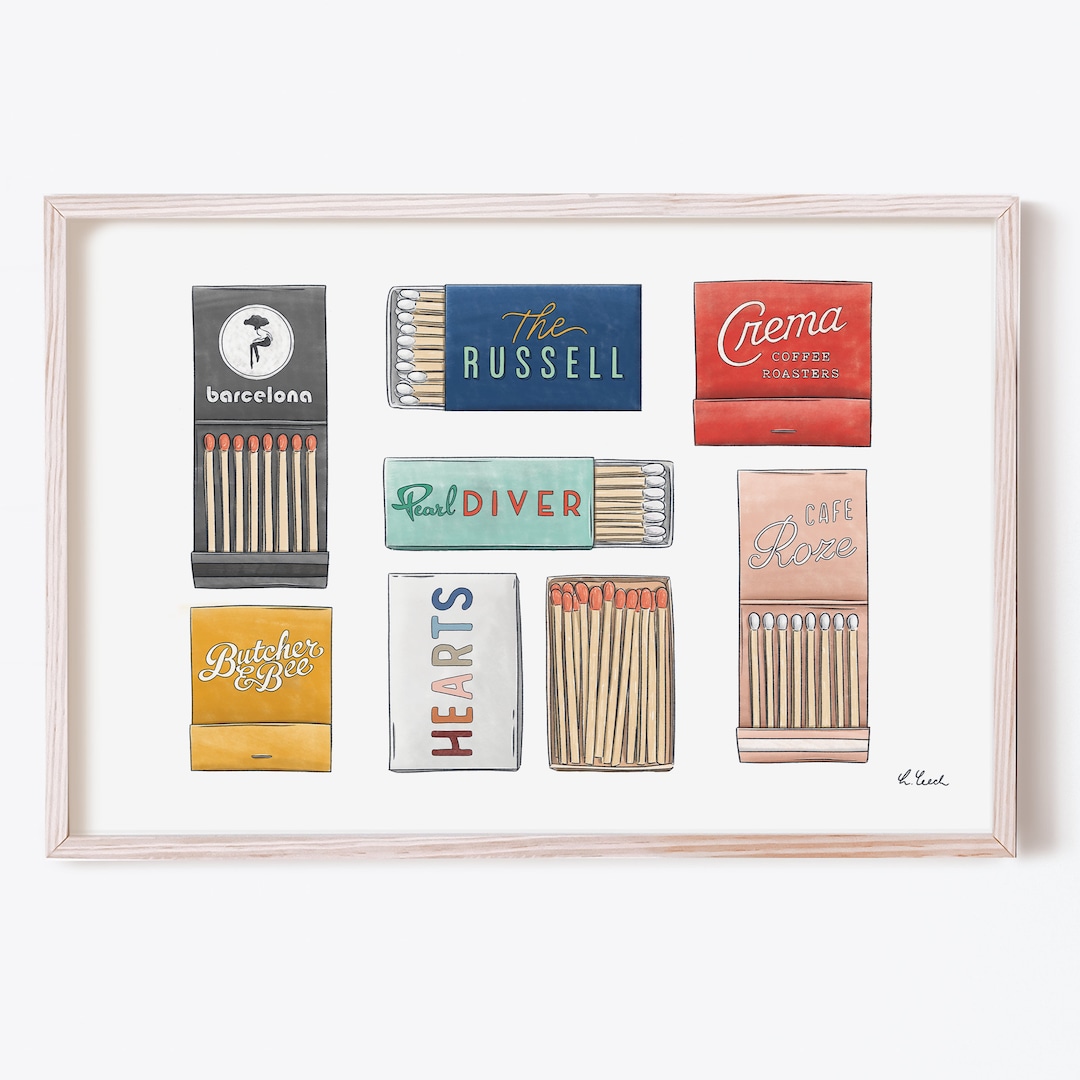Custom Matchbook *UNFRAMED* 13x19" Art Print | Hometown | Traveler Gift ...