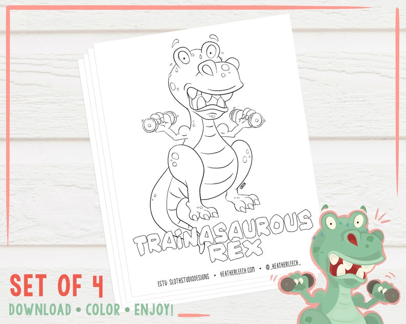 Dinosaur Pun Color Sheets Digital Download - Etsy
