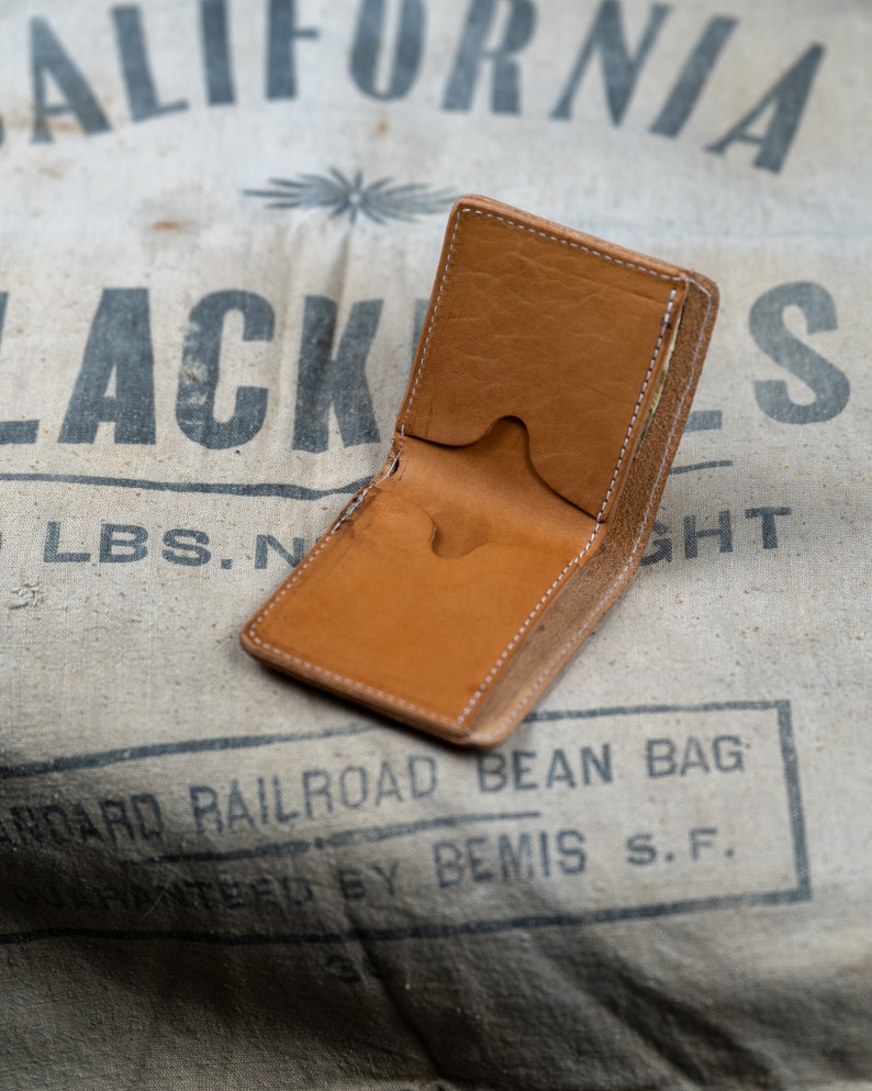 Bifold Leather Wallet, Beaver Tail Inlay Wallet, Bifold, Minimalist ...