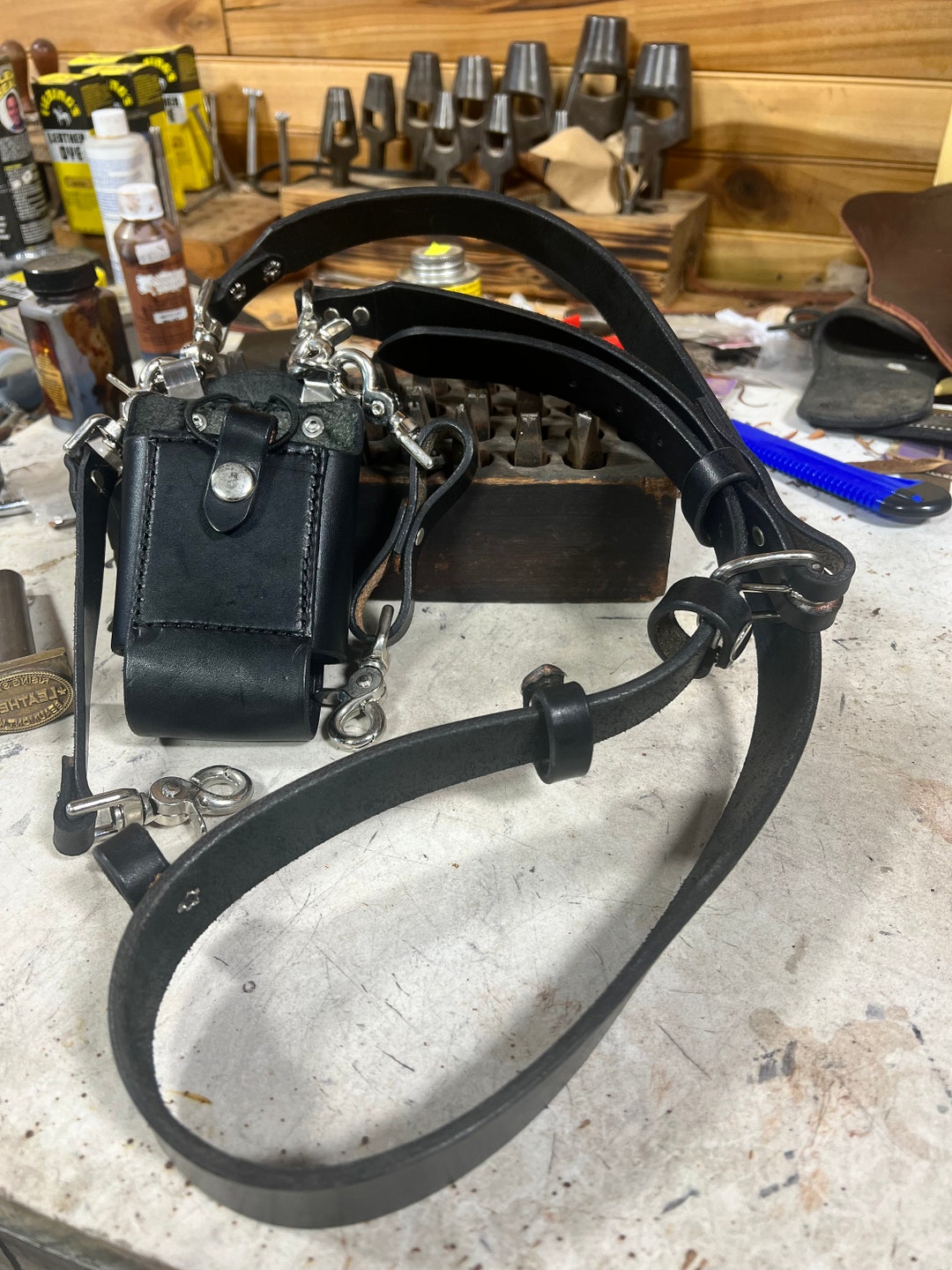 Leather Radio Shoulder Strap and Case - Firefighter / EMT Holster ...