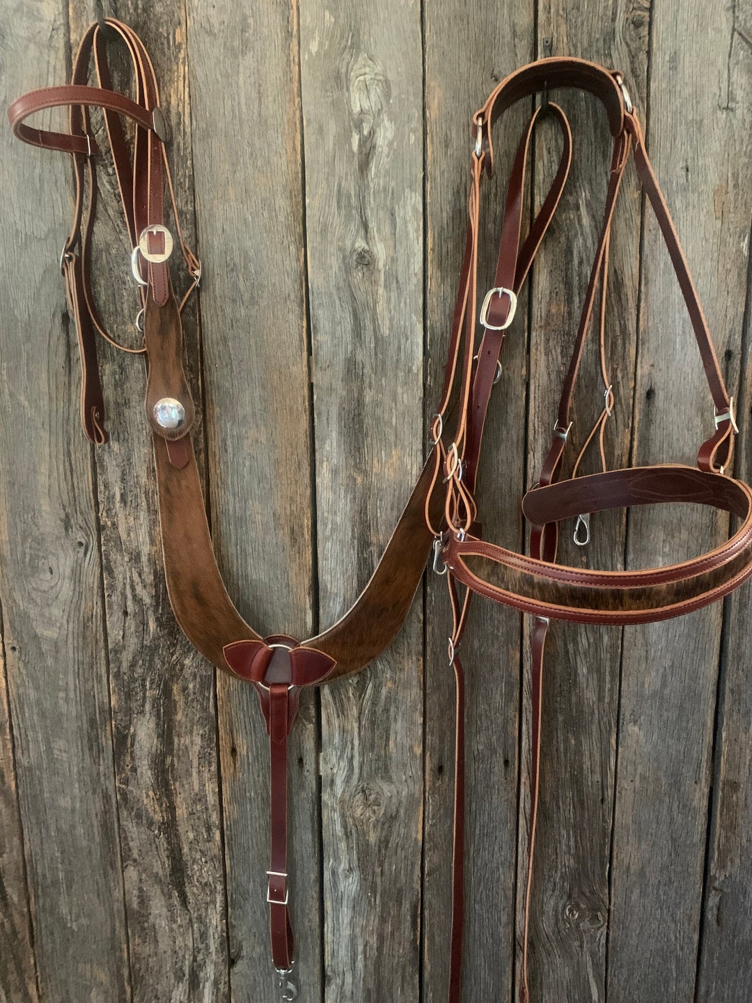 Brazilian Hair Inlay Mule Tack Set, Mule Tack Set, Handmade Brichen Set ...