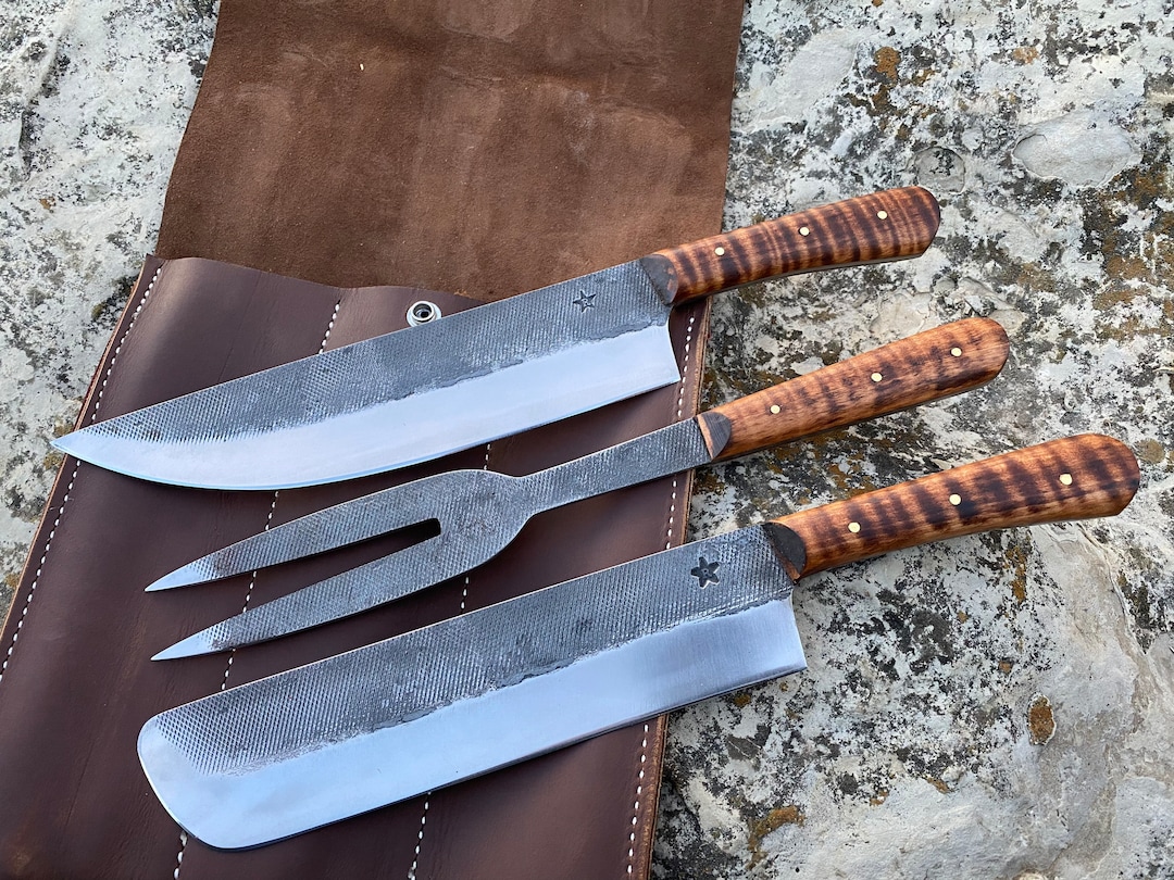 Hand Forged File BBQ Set, Hand Forged Grilling Set, Grilling Utensils ...