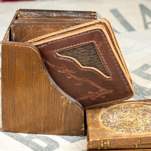 Bifold Leather Wallet, Beaver Tail Inlay Wallet, Bifold, Minimalist ...