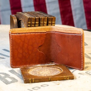 Bifold Leather Wallet, Beaver Tail Inlay Wallet, Bifold, Minimalist ...