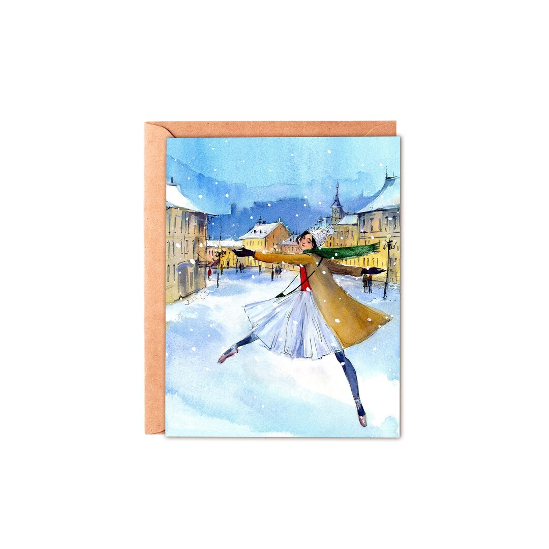 Dashing Through the Snow Christmas Card | Dancer Holiday Card | Fashion ...