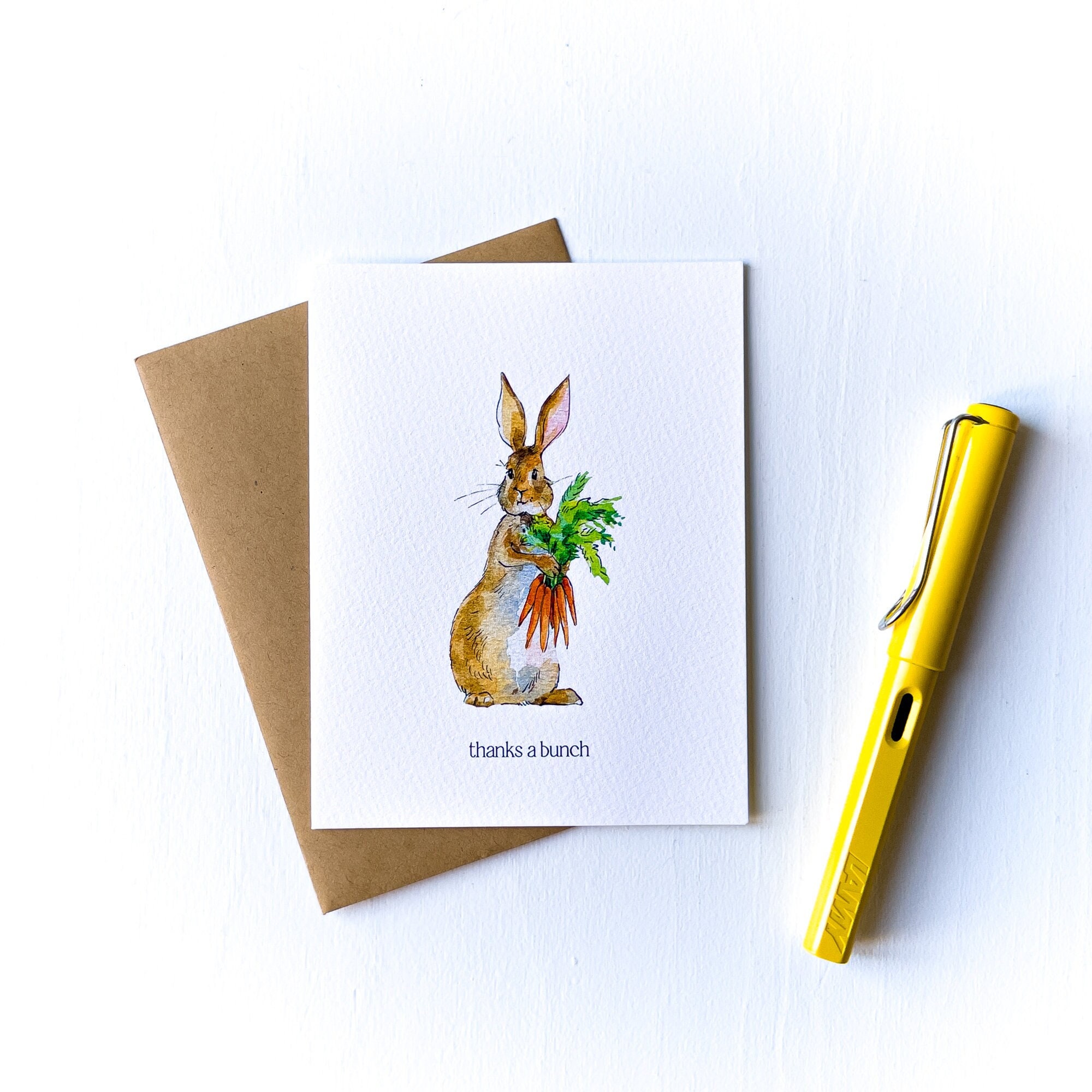Thanks a Bunch Bunny Rabbit Thank You Card Cute Thank You | Etsy
