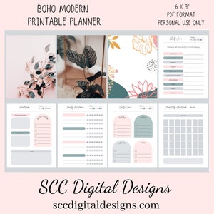 Boho Modern Printable Calendar, Daily Weekly Monthly Schedule, Self ...