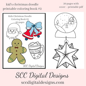 Christmas Doodle 2 Kids Printable Coloring Book, Reindeer, Stocking ...