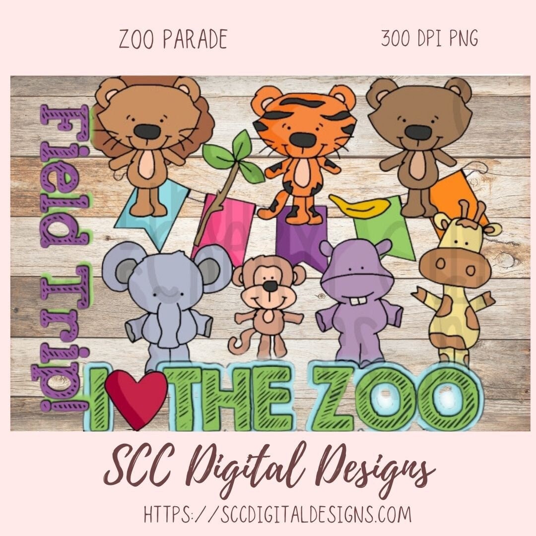 Zoo Animals PNG, Lion Tiger Bear Wordart Clip Art for Digital ...