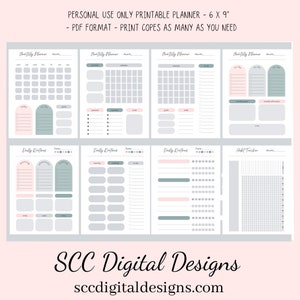 Boho Modern Printable Calendar, Daily Weekly Monthly Schedule, Self ...